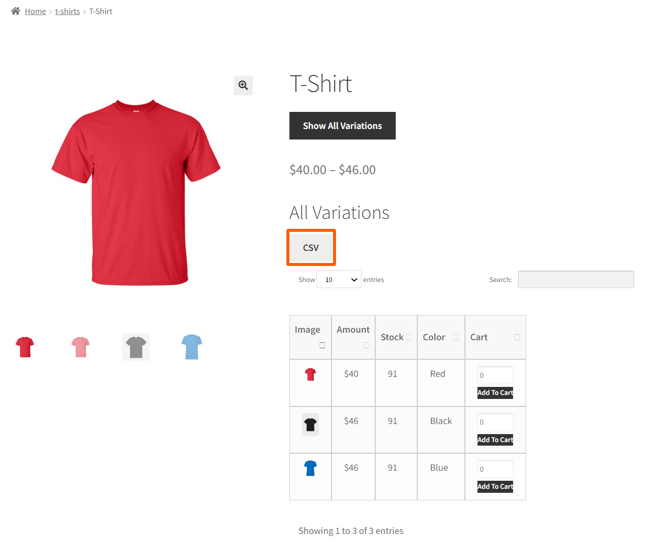 WooCommerce Product Variation Table - Tabular Format, Grid View of Variation, Table ...